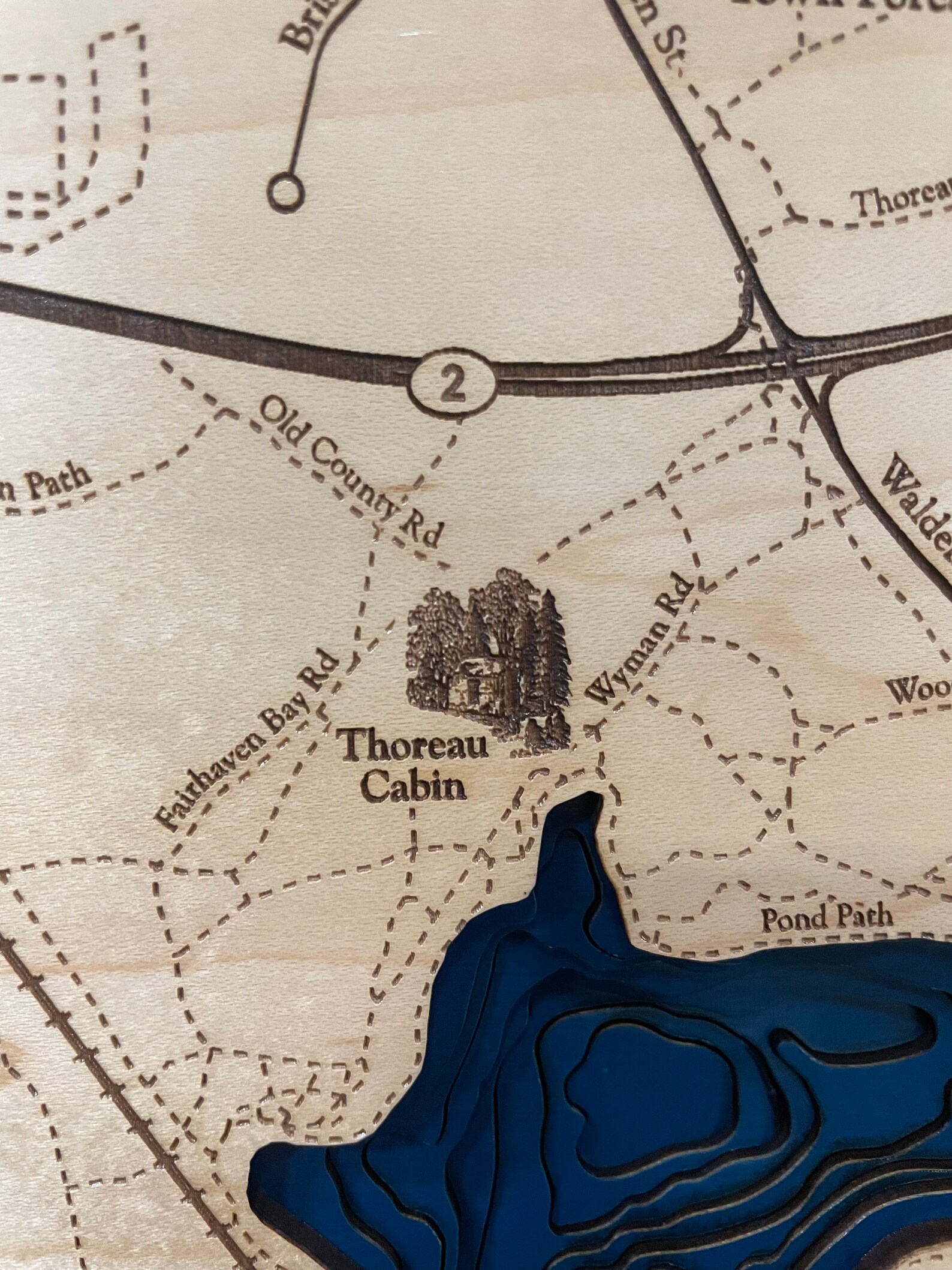Walden Pond Map Thoreau Cabin Walden Pond Custom Lake Map | Etsy