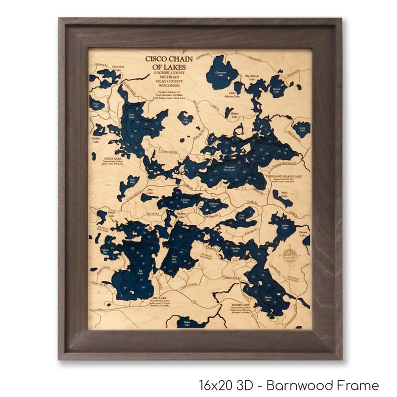 Cisco Chain of Lakes Map Custom Wood Map Art 3D Wall Art - Etsy