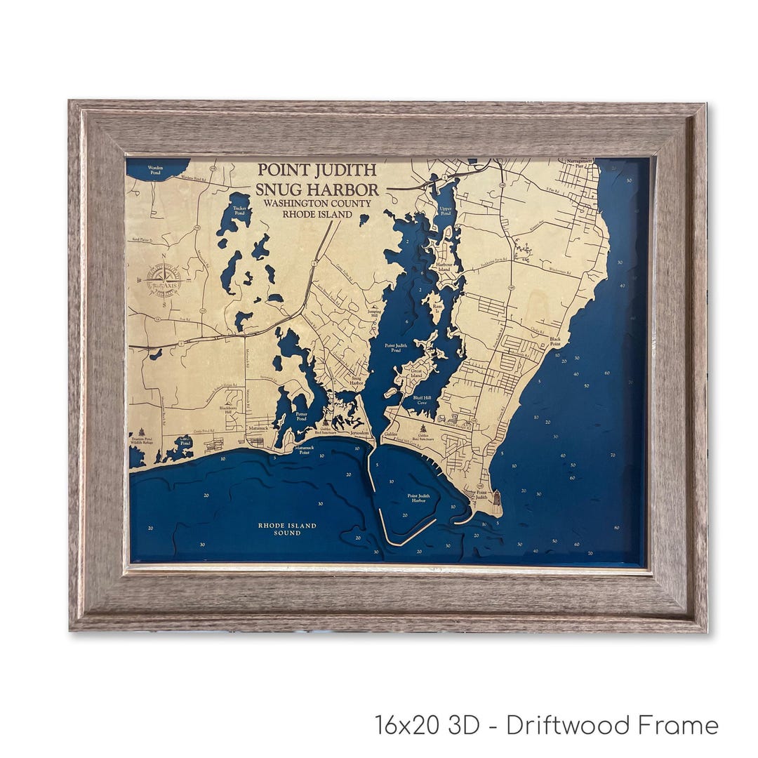 Judith Point Map, Snug Harbor Map, Custom Wood Map, 3D Wood Map, Custom ...