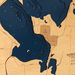 Madison Lake Map, Custom Wood Map, Custom Lake Art, 3D Wall Art ...