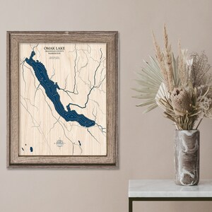 Omak Lake Map, Custom Lake Sign, Custom Lake Map, Wood Lake Map, 3D ...