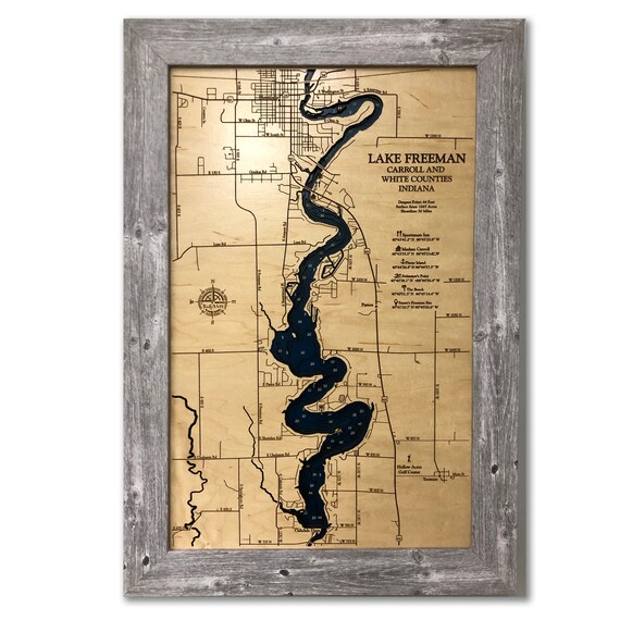 Lake Freeman Custom Wood Map Art 3D Wall Art Contour | Etsy