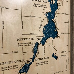 Coldwater Chain Lakes - Custom Wood Map - Lake Art - Dimensional Wall ...