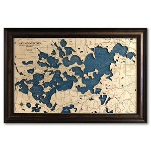 Lake Minnetonka - Custom Wood Map - Art - 3D Wall Art - Contour Map ...