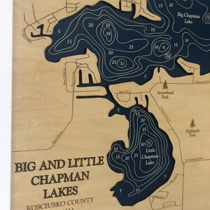 Chapman Lakes Map, Custom Wood Map, Custom Lake Art, 3D Wall Art ...