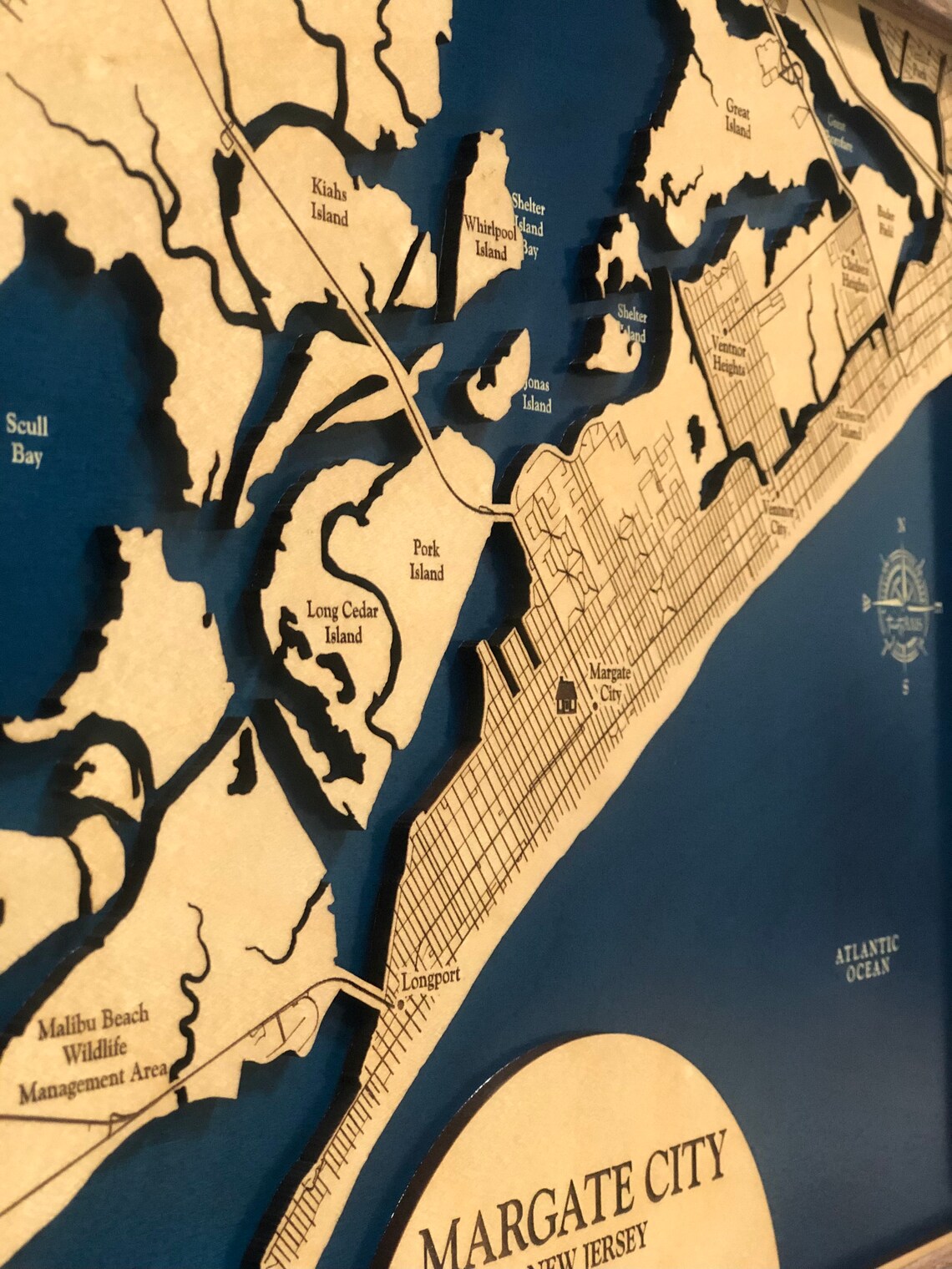 Margate City New Jersey Map Custom Island Sign New Jersey | Etsy