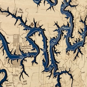 Table Rock Lake, Custom Wood Map, Lake Map, 3D Wall Art, Contour Map ...