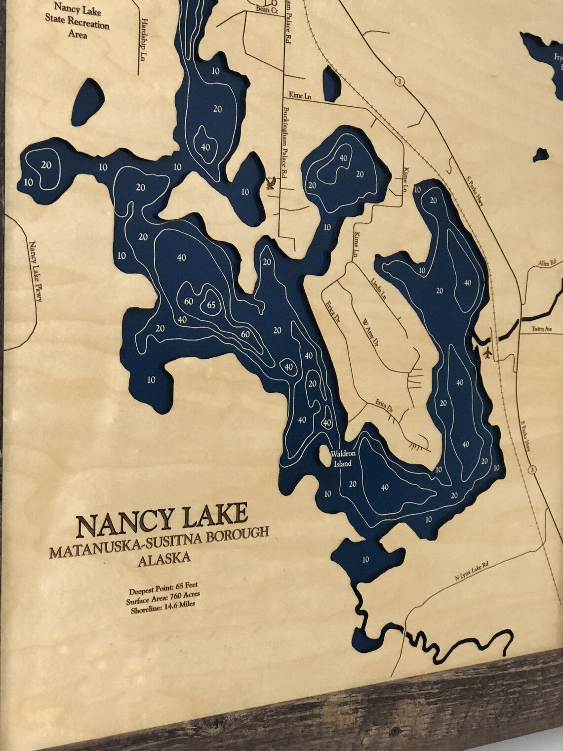 Nancy Lake Map Custom Wood Map Custom Lake Art 3D Wall Art - Etsy