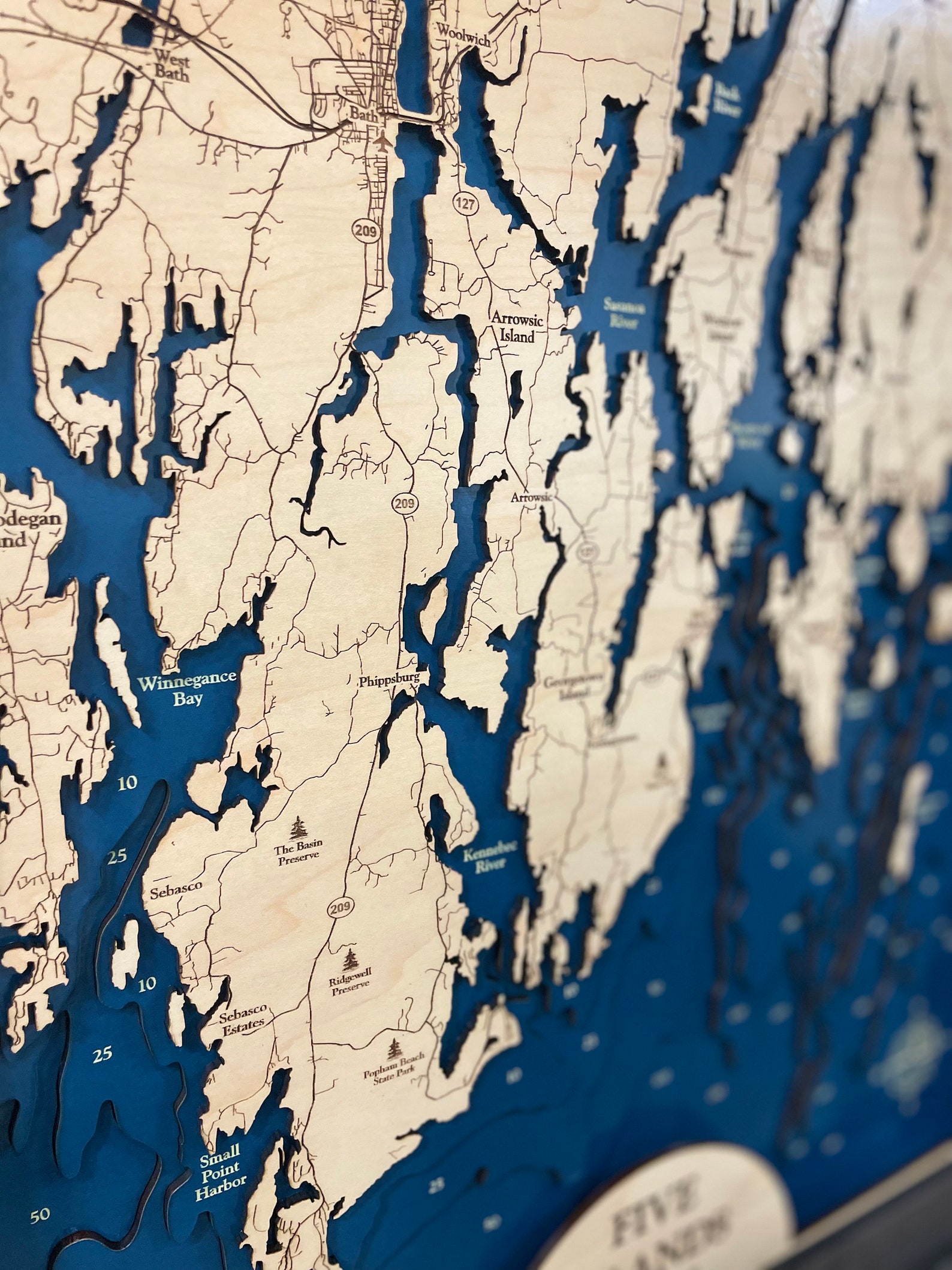 Five Islands Map Casco Bay Map Maine Map Main Coastline - Etsy