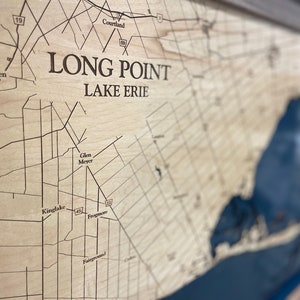 Long Point Map, Lake Erie Map, Custom Lake Map, Wood Lake Map, 3D Wall ...