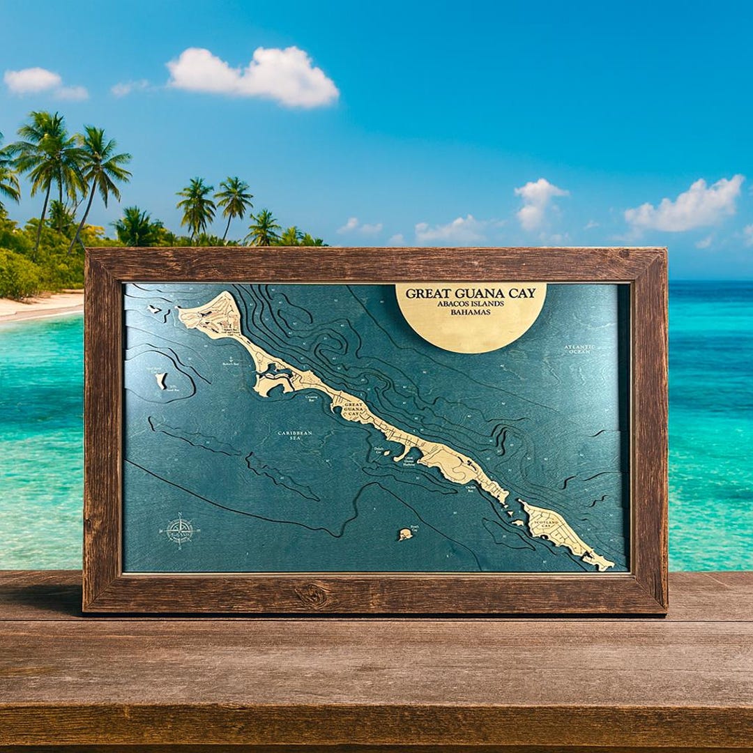 Great Guana Cay Map, Guana Cay Map, Bahamas Map, Bahamas Gift, Sailing ...