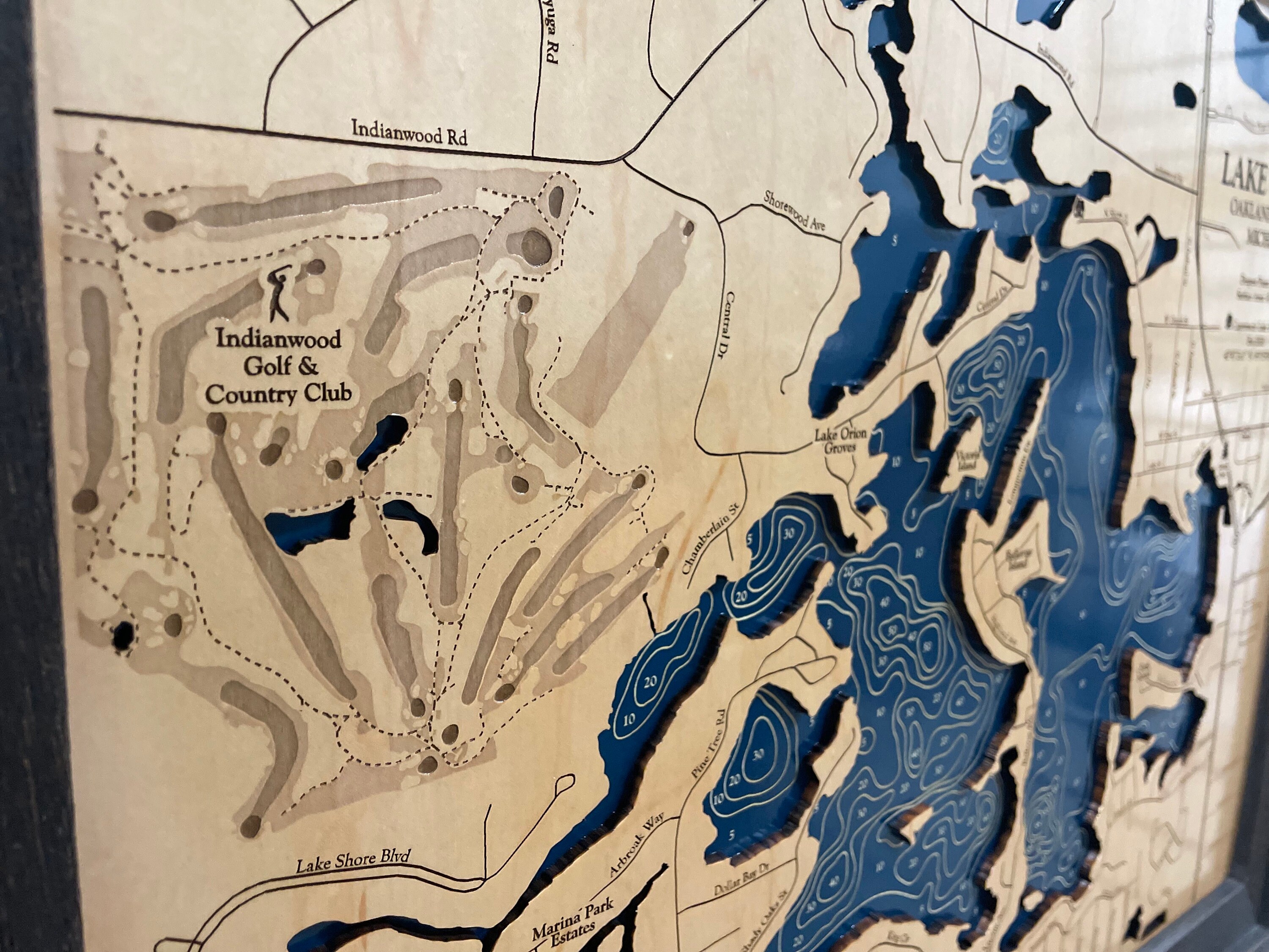 Lake Orion Map Custom Wood Map 3D Wall Art Michigan - Etsy