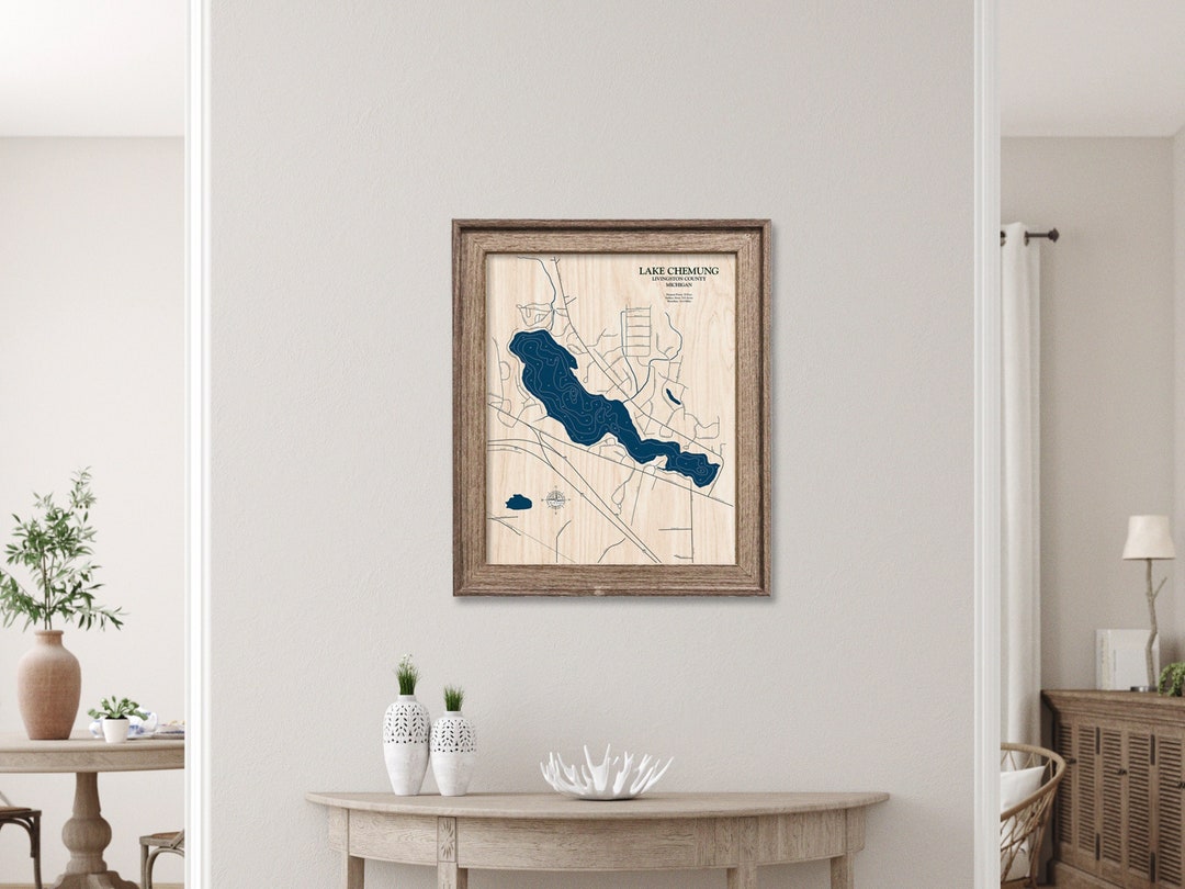 Lake Chemung Map, Custom Wood Map, Custom Lake Art, 3D Wall Art ...