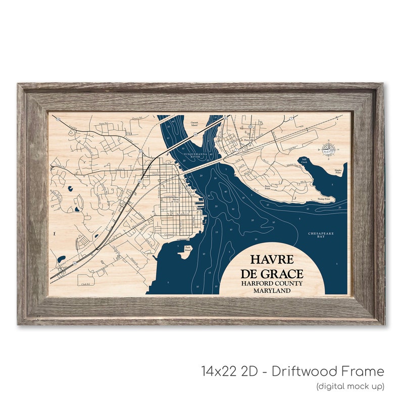 Havre De Grace Map Maryland Map Custom Wood Map Wood Sign - Etsy