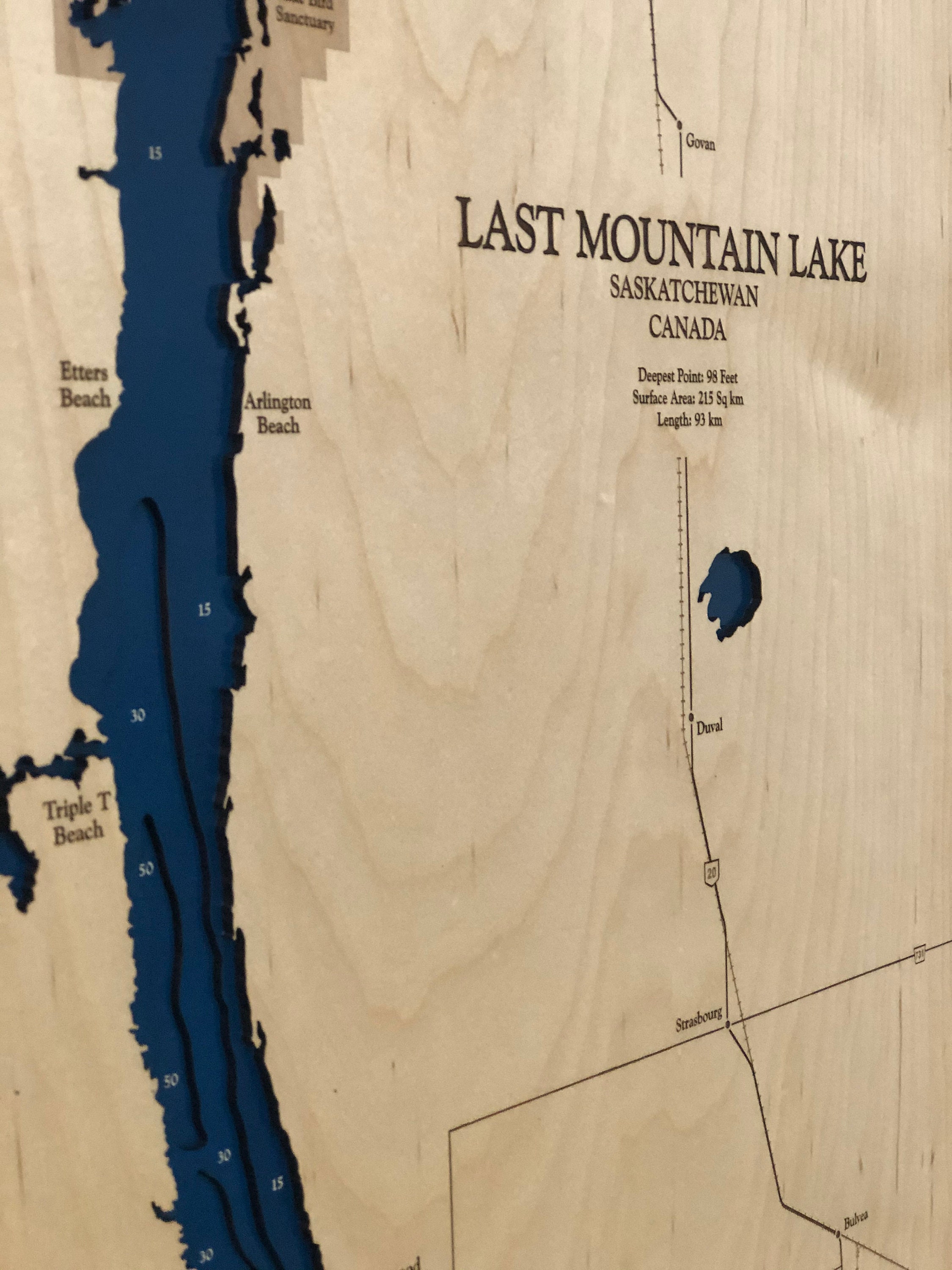 Last Mountain Lake Map Custom Wood Map 3D Wall Art Contour | Etsy