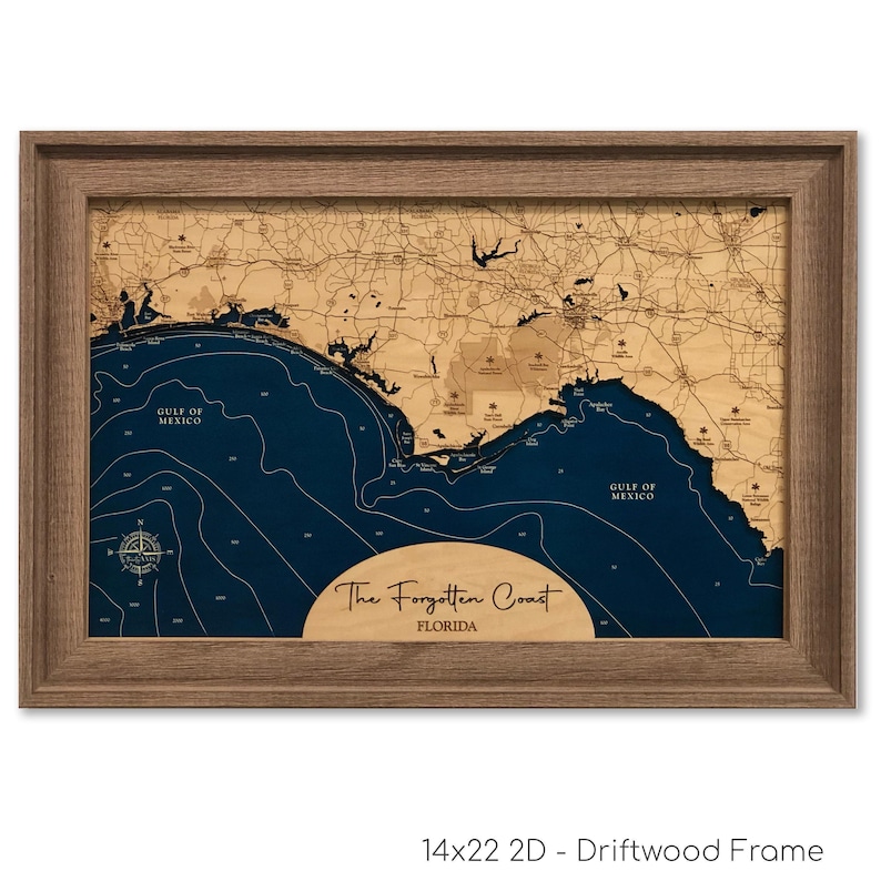 Forgotten Coast Map - Custom Wood Map - Florida Art - Panhandle Map ...