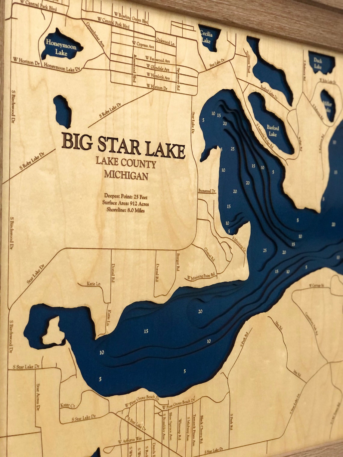 Big Star Lake Custom Wood Map Lake Sign 3D Wall Art - Etsy