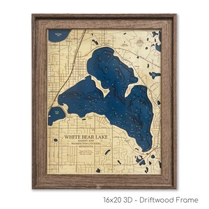 White Bear Lake Map, White Bear Lake, Custom Wood Map, 3D Wall Art ...
