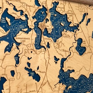 Minocqua Chain of Lakes Map, Minocqua Lake Map, 3D Lake Map, Wood Lake ...