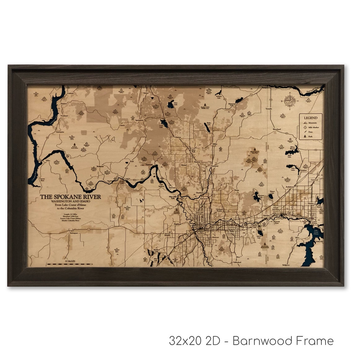 Spokane River Map Custom Wood Map 3D Wall Art Contour Map - Etsy