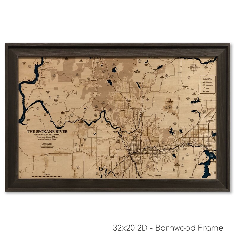 Spokane River Map Custom Wood Map 3D Wall Art Contour Map - Etsy