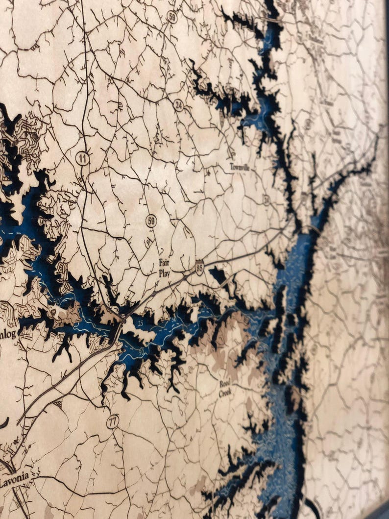 Lake Hartwell Map, Custom Wood Map, Custom Lake Art, 3D Wall Art ...
