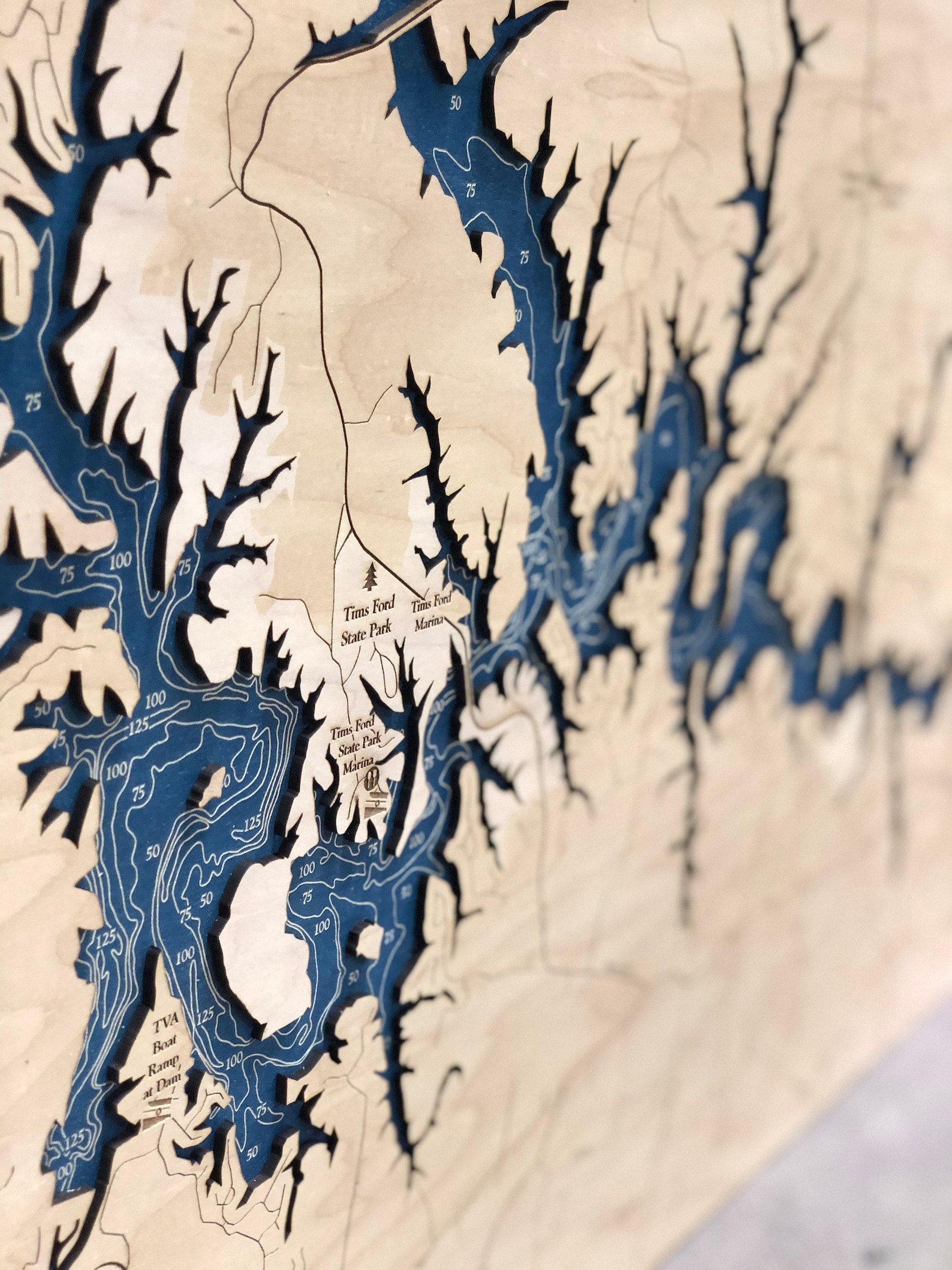 Tims Ford Lake - Custom Wood Map - 3D Wall Art - Contour Map - Lake ...