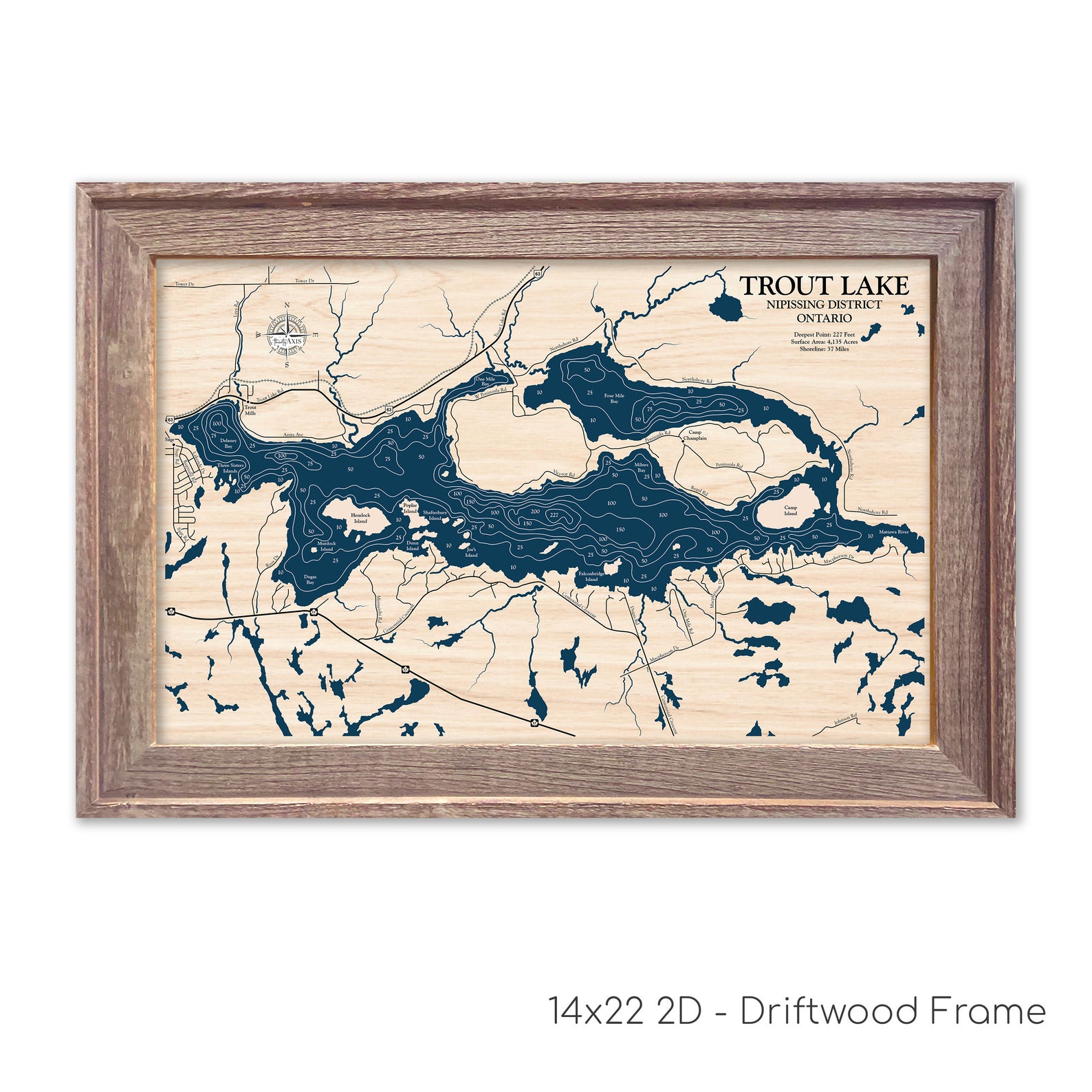 Trout Lake Map Lake Map Custom Lake Map Wood Lake Map 3D - Etsy