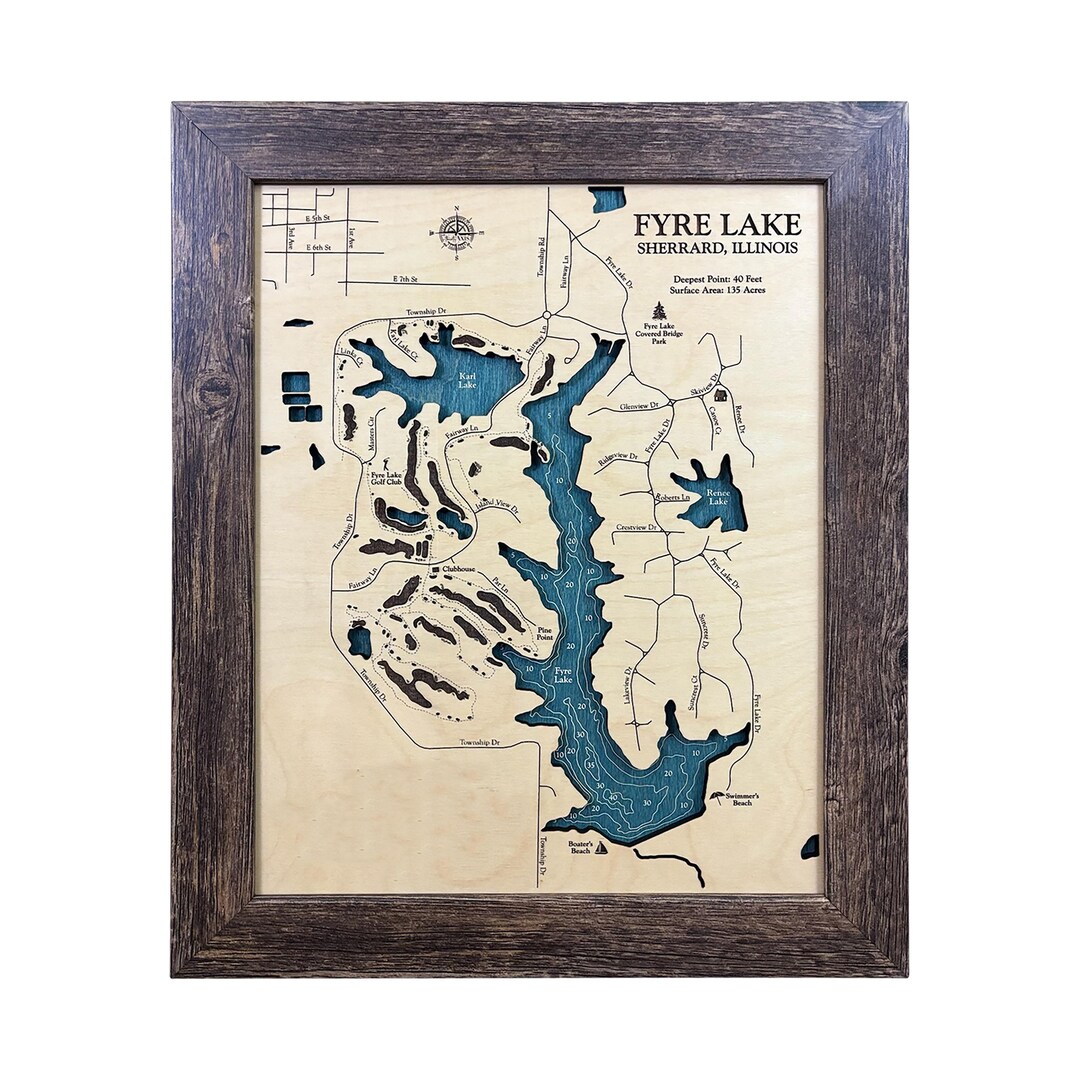 Fyre Lake Map, Lake House Gift, 3D Lake Map, Wood Lake Sign, Lake Sign ...