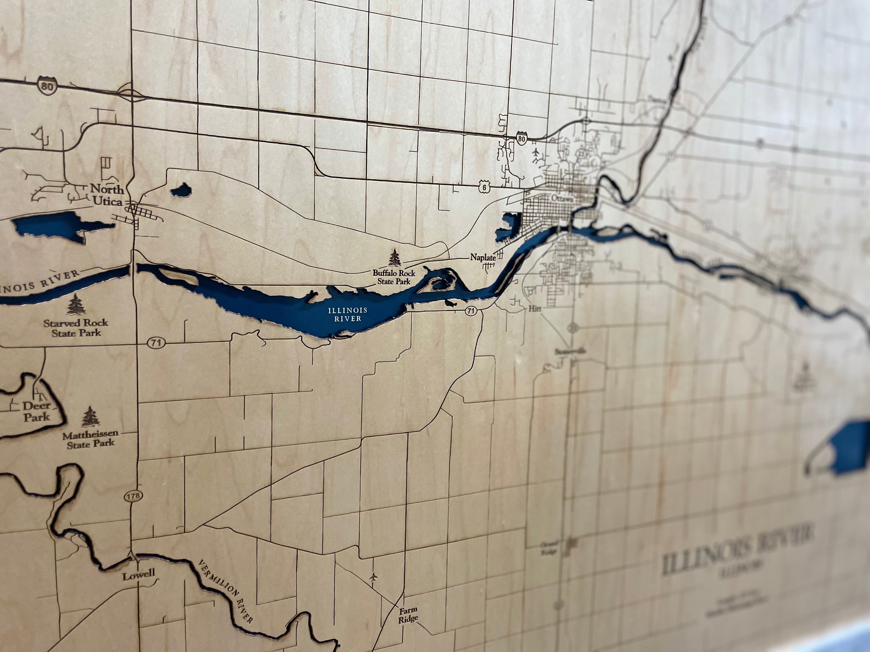 Mapa del río Illinois Mapa de madera personalizado Arte de - Etsy México