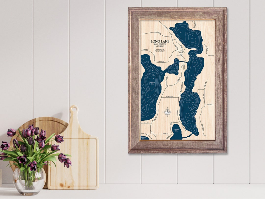 Long Lake Map, Wood Lake Map, Custom Lake Map, Custom Lake Sign, Custom ...