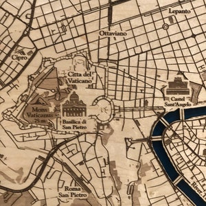 Rome Map, Roma Map, Custom Wood Map, Italy Map, 3D Wall Art, Contour ...