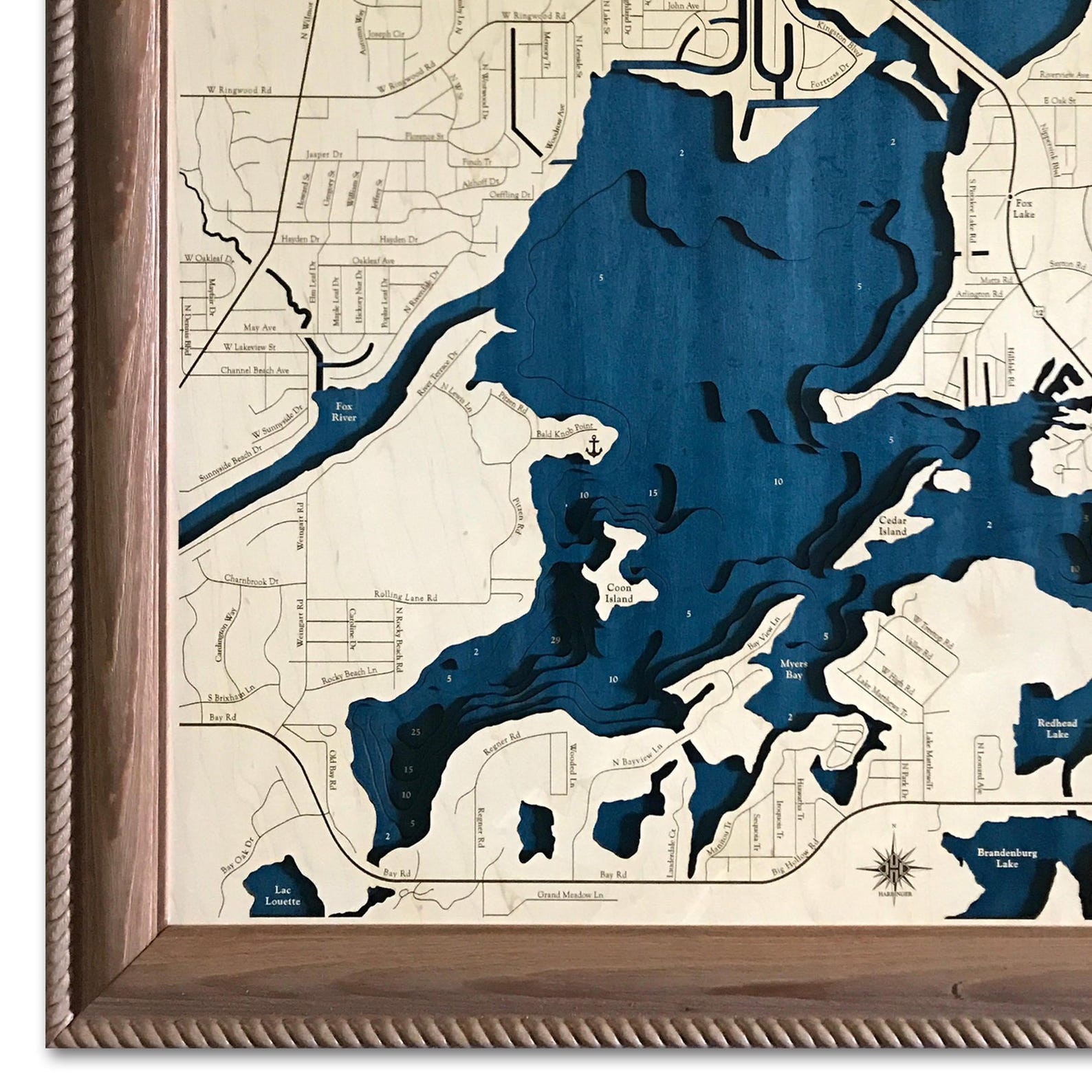 Pistakee Lake - Custom Wood Map - Art - 3D Wall Art - Contour Map ...