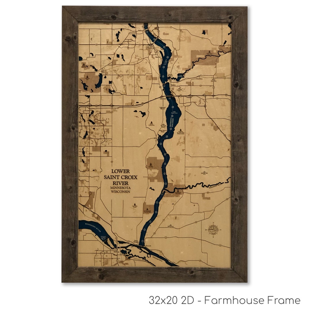 St. Croix River Map, Custom Wood Map, 3D Wall Art, Contour Map Lake ...
