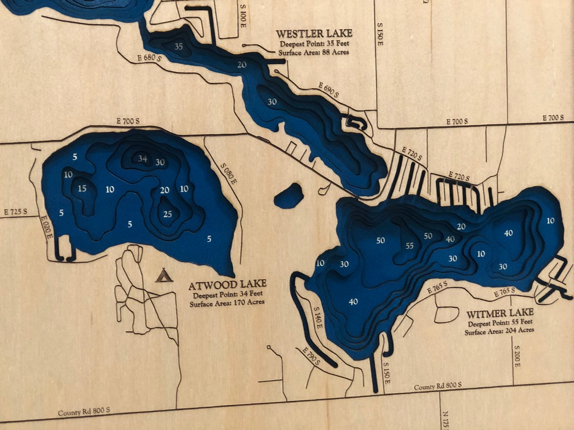 Indian Chain of Lakes Map Dallas Lake Map Custom Wood Map | Etsy