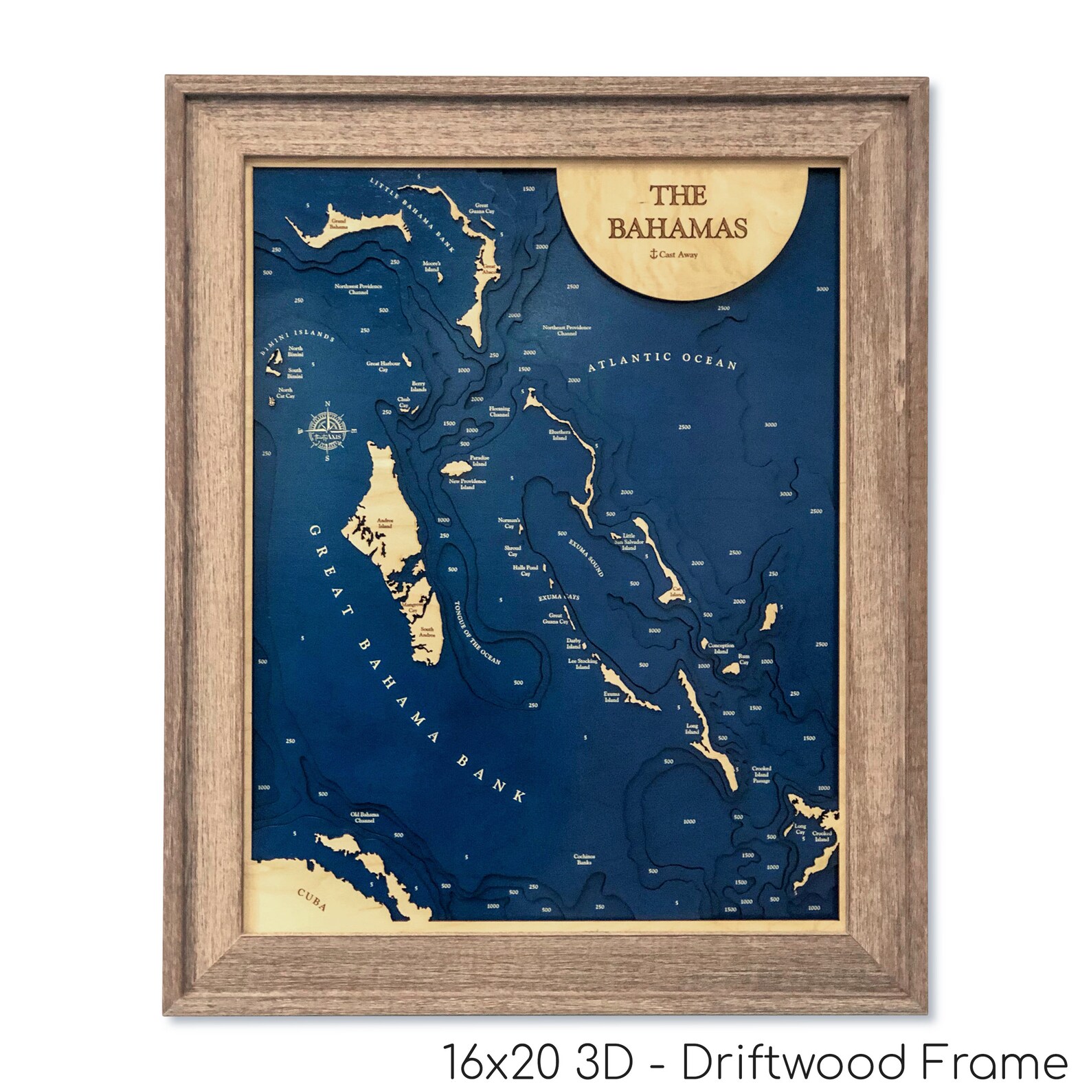 Bahama Map Custom Wood Map Bahamas Art 3D Wall Art Contour Map Beach ...