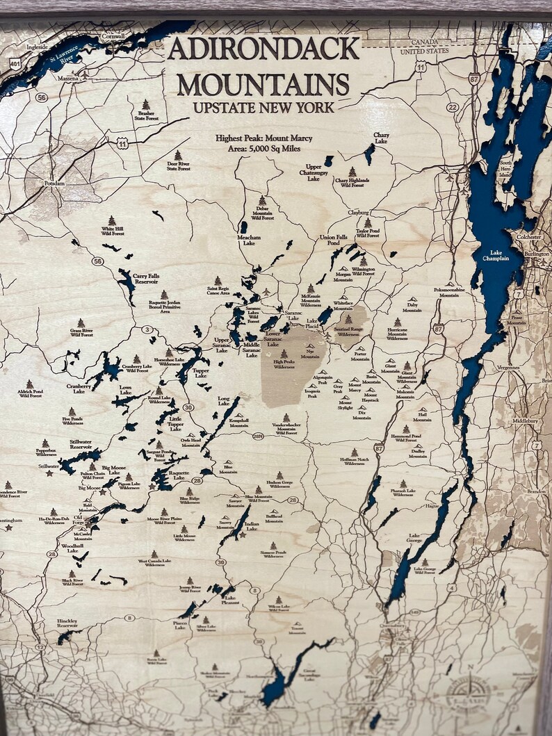 Adirondack Mountains Map Upstate New York Map Sacandaga Map - Etsy