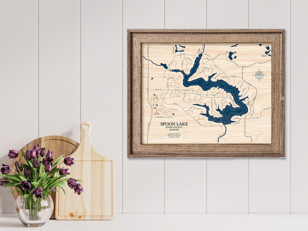Spoon Lake, 3D Lake Map, Wood Lake Map, Custom Lake Map, Custom Lake ...