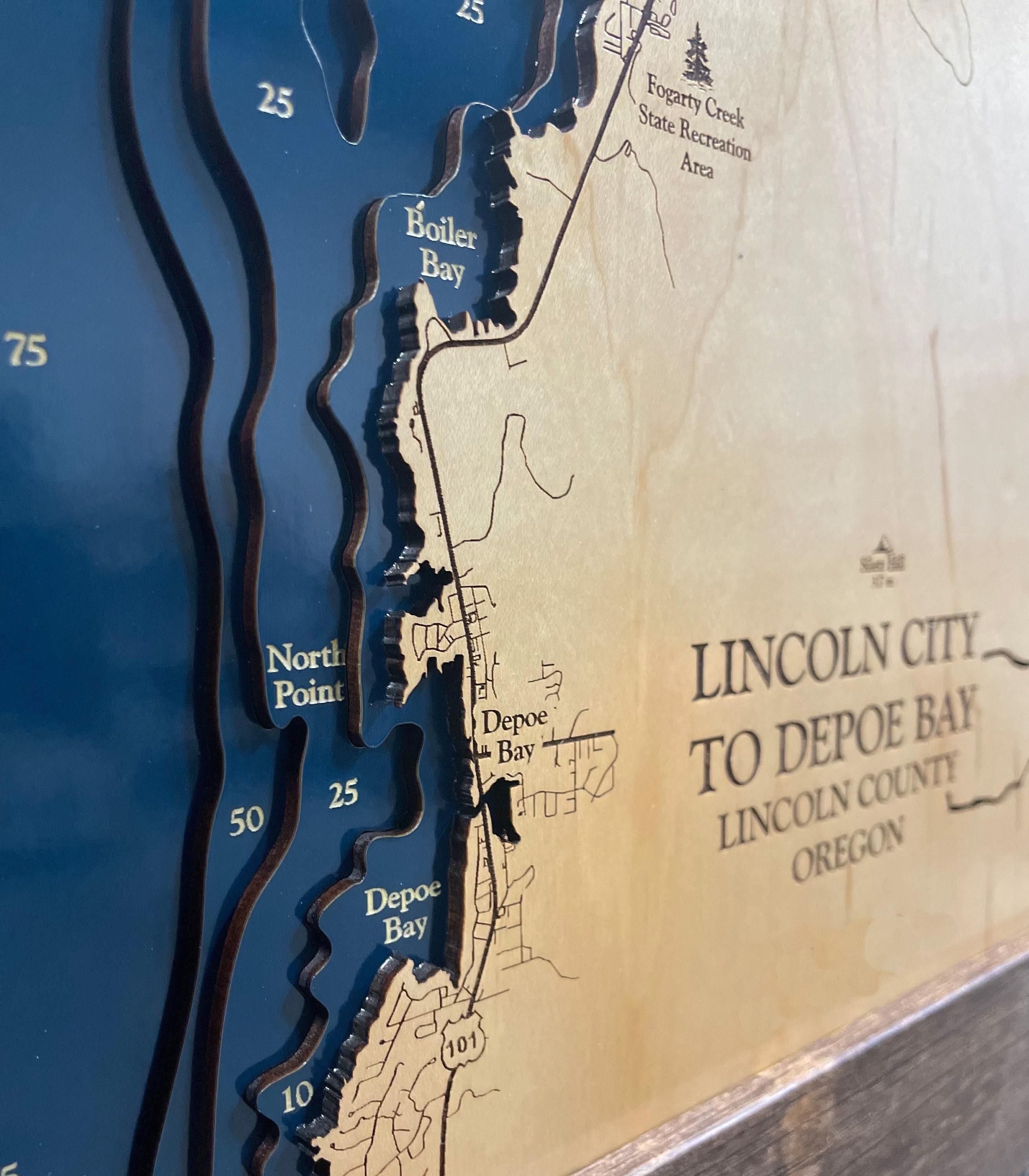 Depoe Bay Map, Lincoln City Map, Wood Map, Oregon Map, Beach Sign ...