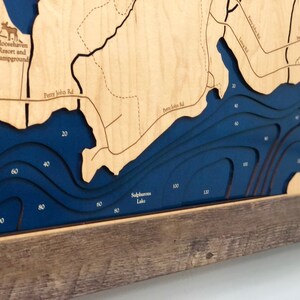 Hathaway and Sulfurous Lakes, Custom Wood Map, Lake Map, 3D Wall Art ...