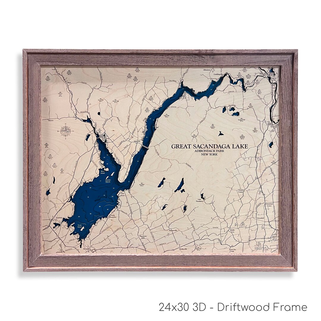 Great Sacandaga Lake Map, Custom Wood Map, Custom Lake Art, 3D Wall Art ...