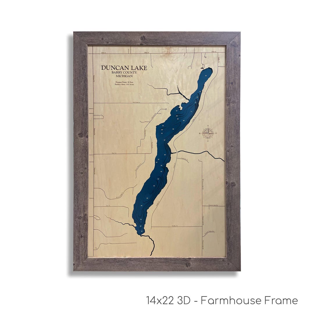 Duncan Lake Map, Michigan Lake Map, Custom Lake Map, Custom Lake Sign ...