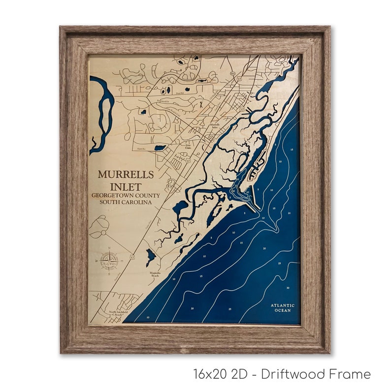 Murrells Inlet Map Custom Wood Map 3D Wall Art Contour Map - Etsy