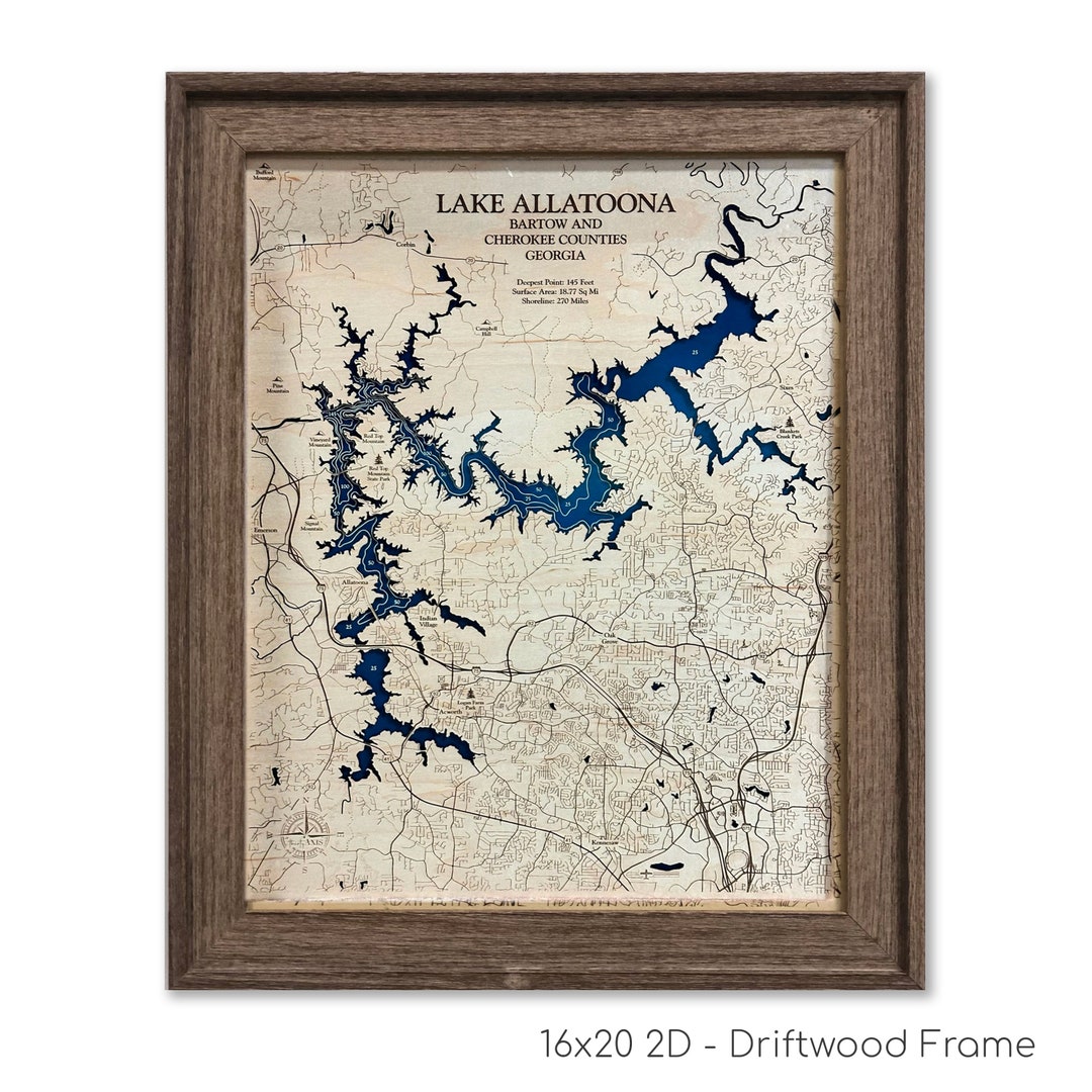 Lake Allatoona Map, Lake Allatoona, Wood Lake Map, Wood Lake Sign, Lake ...