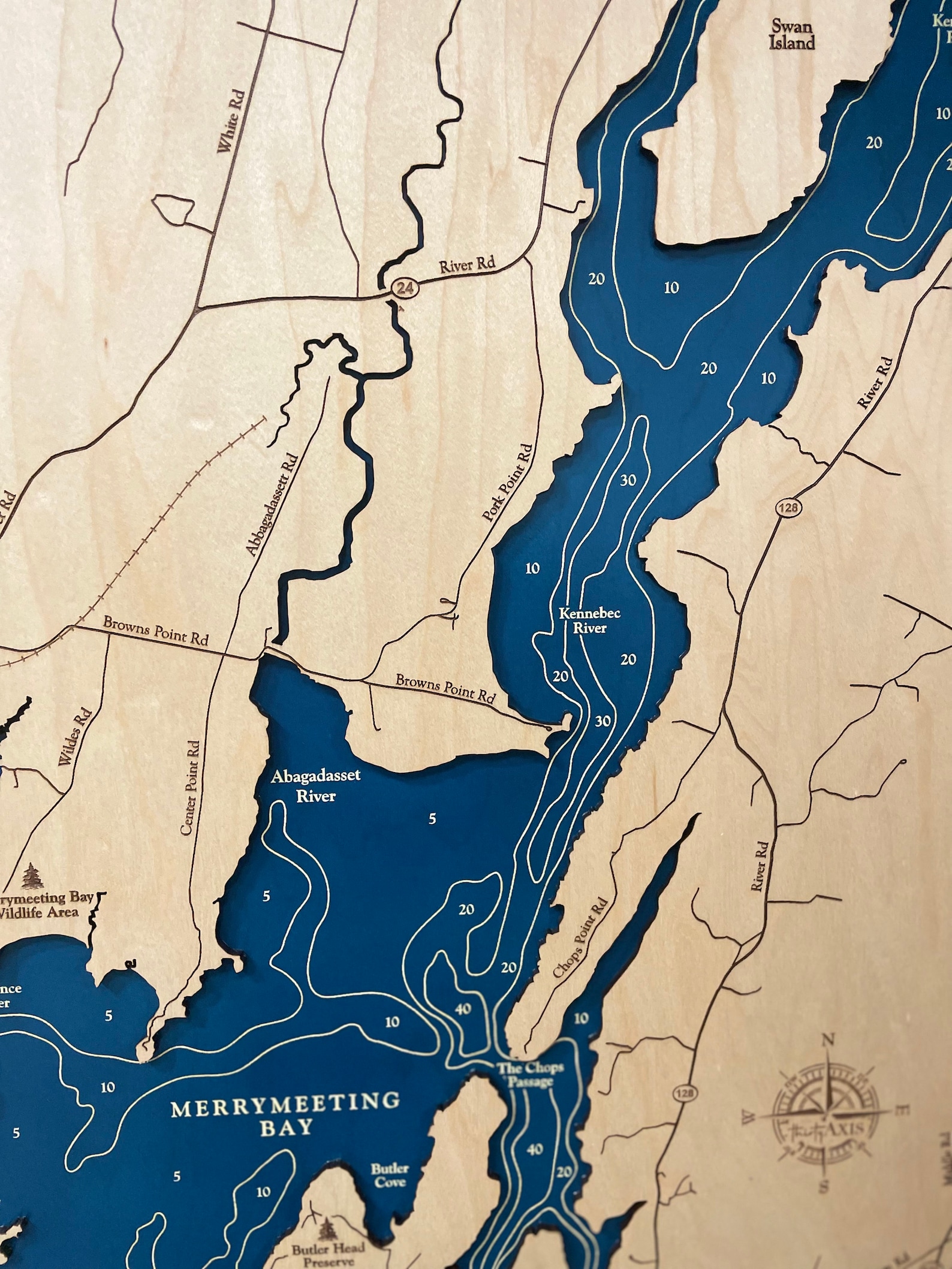 Merrymeeting Bay Map Topsham Map Kennebec River Map - Etsy