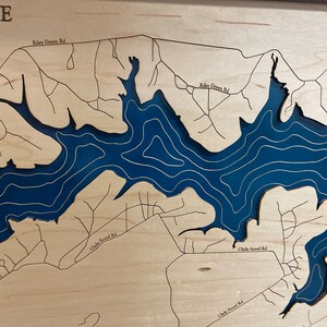 Camp Creek Lake, Lake Map, 3D Lake Map, 3D Wood Map, Custom Lake Map ...