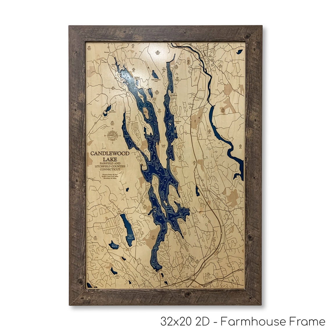 Candlewood Lake Custom Wood Map 3D Wall Art Contour Map - Etsy
