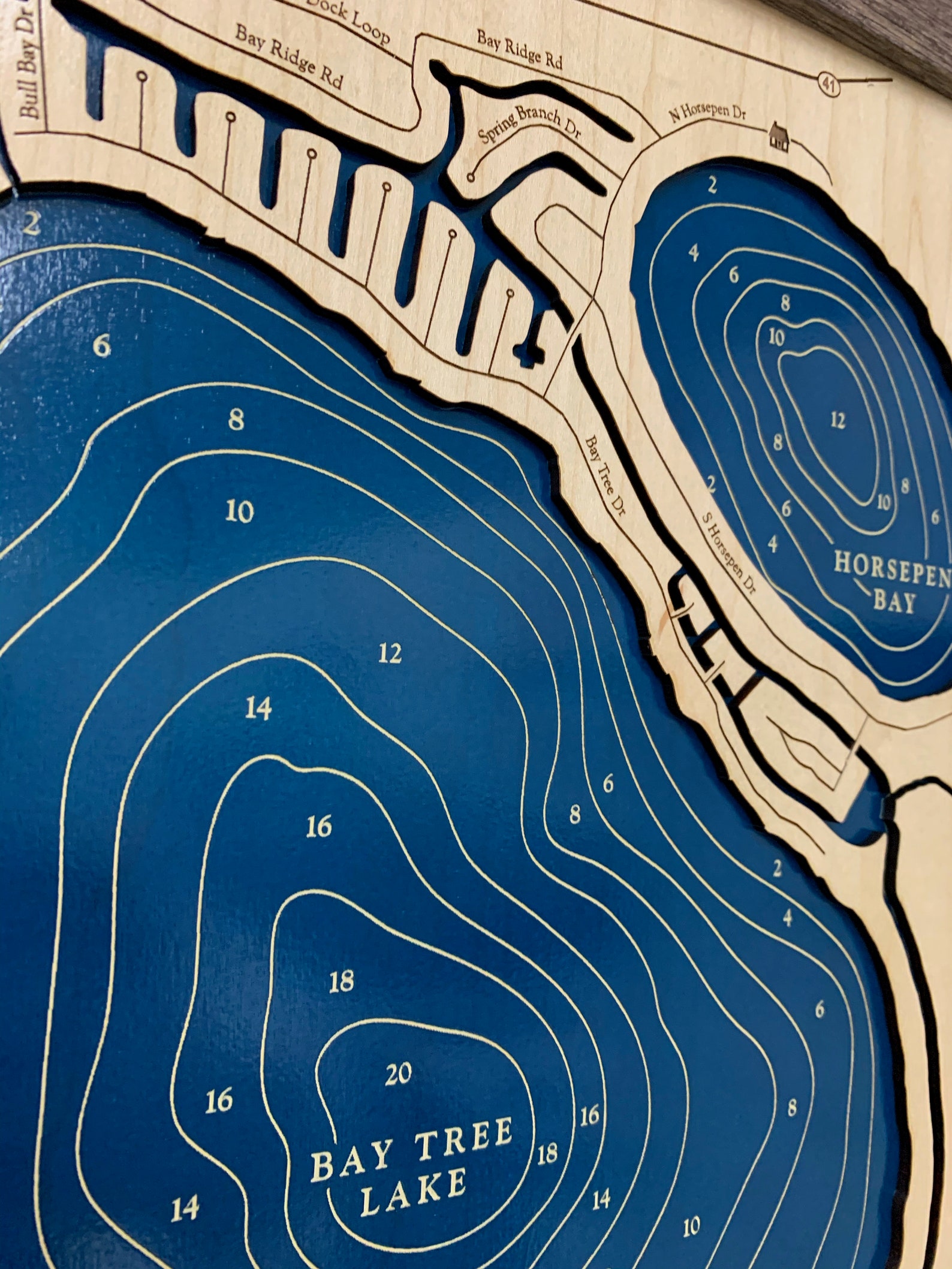 Bay Tree Lakes Map Custom Wood Map Custom Lake Art 3D Wall | Etsy