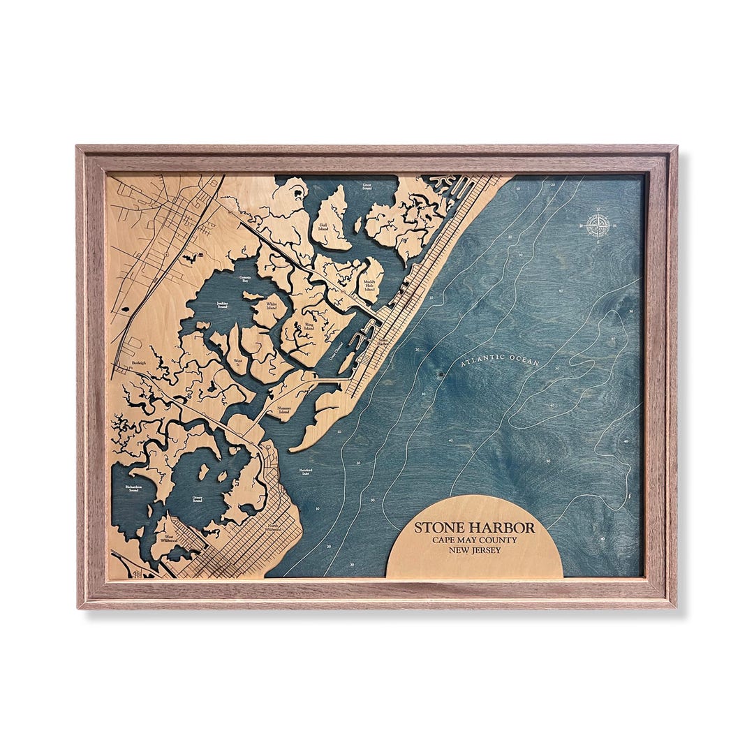 Stone Harbor NJ Map, Custom Island Sign, New Jersey Map, NJ Map, Beach ...