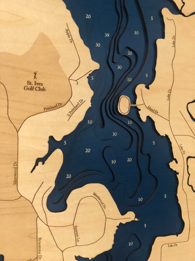 Lake Mecosta Map Custom Wood Map Custom Lake Art 3D Wall - Etsy